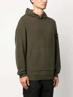 Stone Island Logo-patch Cotton Hoodie - Green