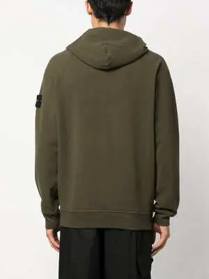 Stone Island Logo-patch Cotton Hoodie - Green