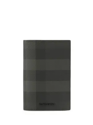 Burberry Check-pattern Leather Passport Holder - Grey