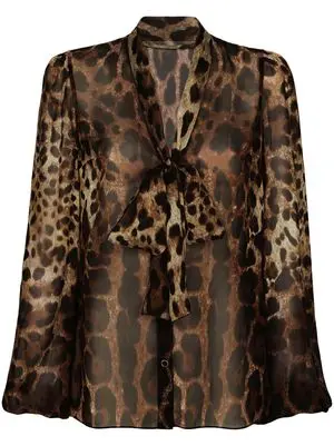 Dolce & Gabbana Leopard-print Silk Blouse