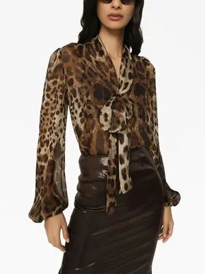 Dolce & Gabbana Leopard-print Silk Blouse