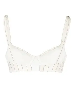 JEAN PAUL GAULTIER Stripe-print Bra - Neutrals