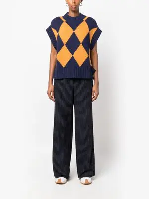 La DoubleJ Argyle Intarsia-knit Vest - Blue