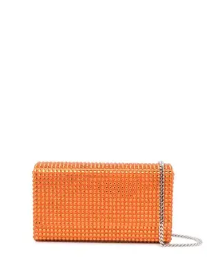 Amina Muaddi Superamini Paloma Crystal-embellished Clutch Bag Orange