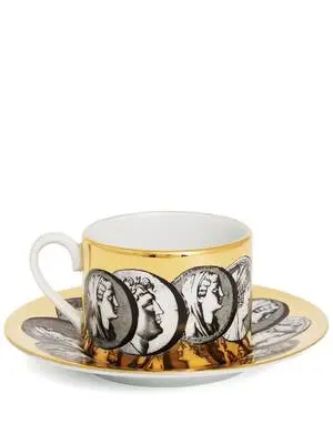 FORNASETTI Cammei Porcelain Tea Cup - Gold