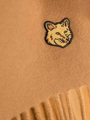 Maison Kitsuné Fox-patch Fringed Scarf - Neutrals