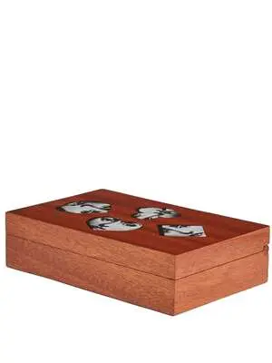 FORNASETTI Visi Hand-painted Card Box - Brown