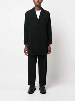 Issey Miyake Ribbed Single-breasted Coat - Black