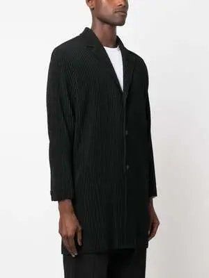 Issey Miyake Ribbed Single-breasted Coat - Black