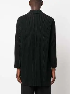 Issey Miyake Ribbed Single-breasted Coat - Black