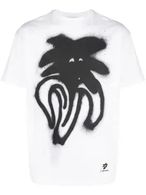 Palm Angels Spray Logo-print Cotton T-shirt - White