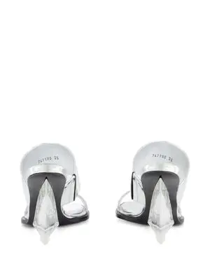 Alexander McQueen Square-toe Wedge Sandals - Silver