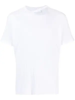 LGN LOUIS GABRIEL NOUCHI Cut-out Plissé Cotton T-shirt - White