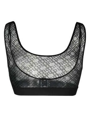Palm Angels Logo-print Sheer Tulle Bra