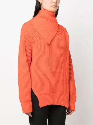 JIL SANDER Foldover-neck Jumper - Orange