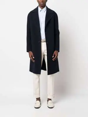 LARDINI Single-breasted Wool-blend Coat - Blue