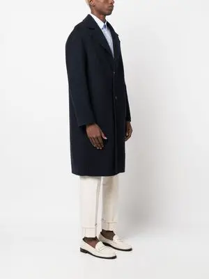 LARDINI Single-breasted Wool-blend Coat - Blue