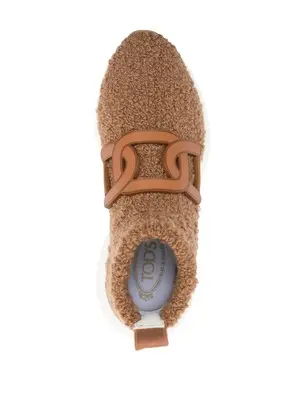TOD'S Shearling Logo-plaque Sneakers - Brown