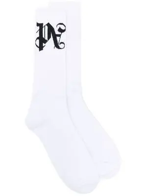 Palm Angels Logo Socks - White