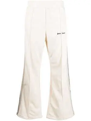 Palm Angels Logo-embroidered Flared Track Pants - Neutrals