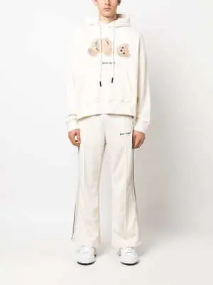 Palm Angels Logo-embroidered Flared Track Pants - Neutrals