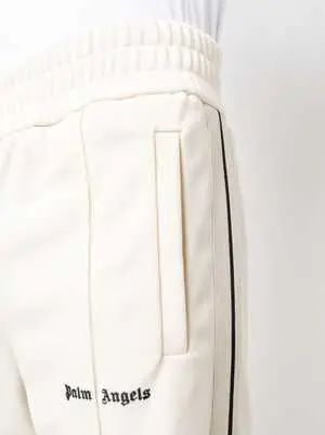 Palm Angels Logo-embroidered Flared Track Pants - Neutrals