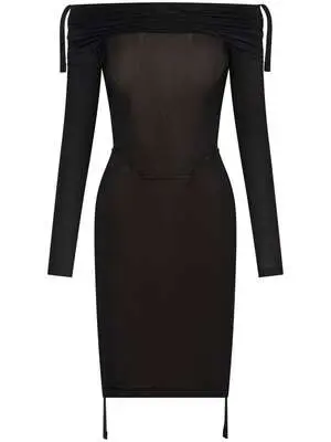 DION LEE Off-shoulder Gathered Mini Dress - Black