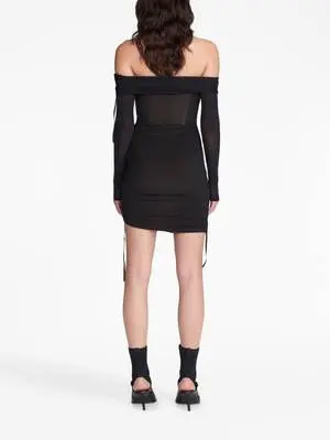DION LEE Off-shoulder Gathered Mini Dress - Black