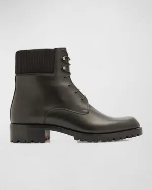 CHRISTIAN LOUBOUTIN Christian Louboutin Trapman Leather Combat Boots - Black