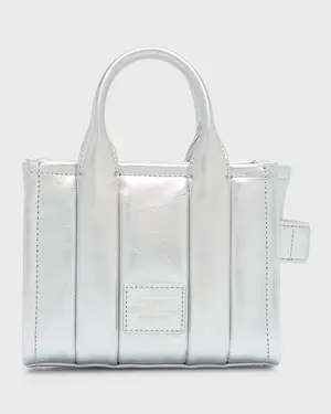 Marc Jacobs The Metallic Leather Crossbody Tote Bag Silver