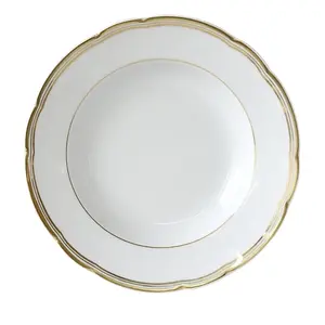 Bernardaud Pompadour Rim Soup Plate - White/gold
