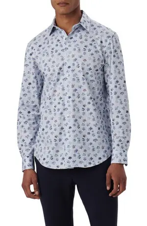 Bugatchi Ooohcotton® Print Button-up Shirt Lavender