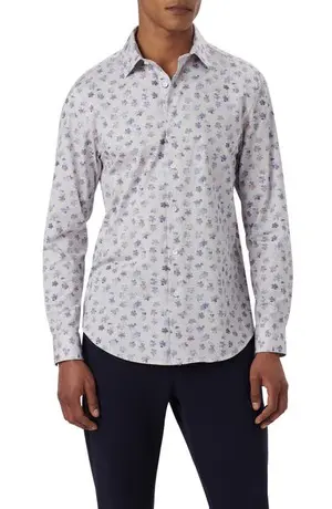 Bugatchi Ooohcotton® Print Button-up Shirt Salmon