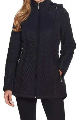 Gallery Hooded Quilted Jacket - Black