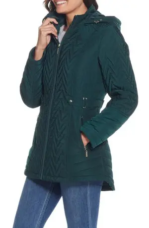 Gallery Hooded Quilted Jacket - Dark Hunter