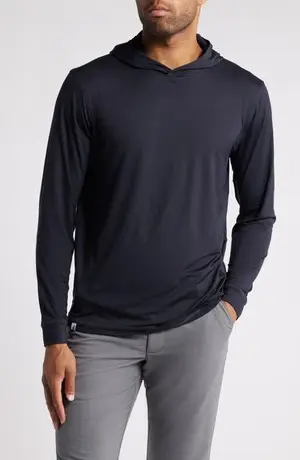Johnnie-o Talon Prep-formance Long Sleeve Hooded T-shirt - Black