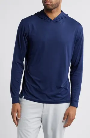 Johnnie-o Talon Prep-formance Long Sleeve Hooded T-shirt - Dark Navy