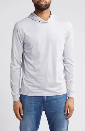 Johnnie-o Talon Prep-formance Long Sleeve Hooded T-shirt - Light Gray