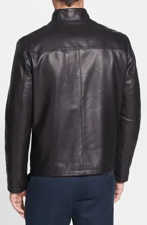 Cole Haan Lambskin Leather Moto Jacket