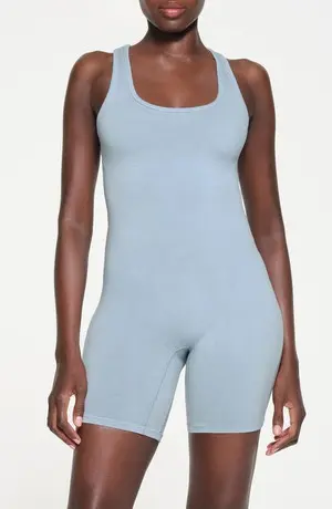 SKIMS Stretch Cotton Mid-thigh Bodysuit - Denim