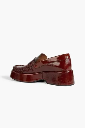 GANNI Crystal-embellished Patent-leather Loafers