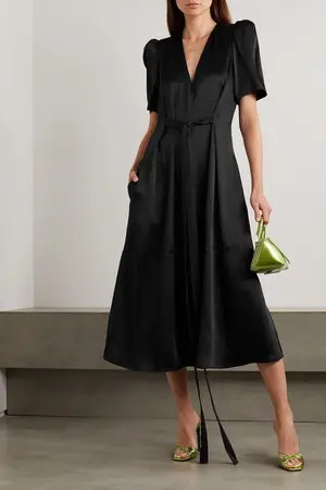 Stella McCartney Belted Satin Midi Dress