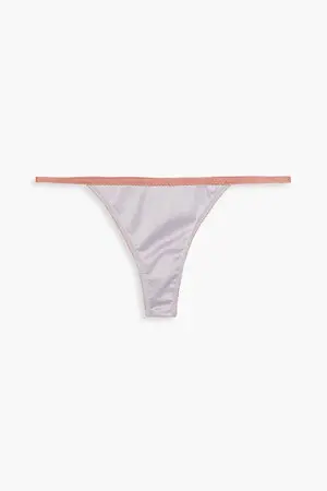 Love Stories Roomservice Satin And Corded Lace Lowrise Thong - Gray
