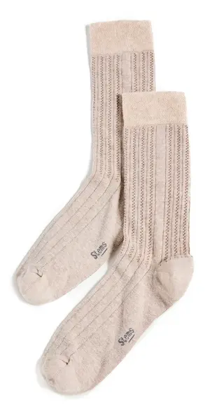 STEMS Lola Cashmere Crew Socks Cream