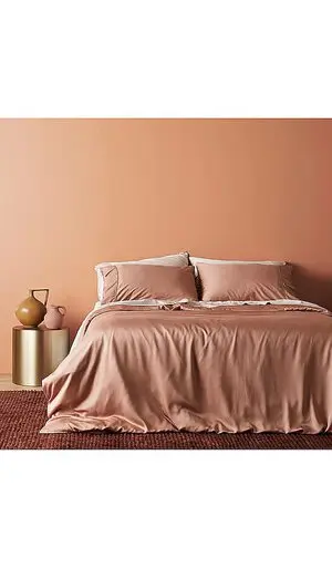 ETTITUDE Full/queen Sateen Solid Duvet Cover In Brown