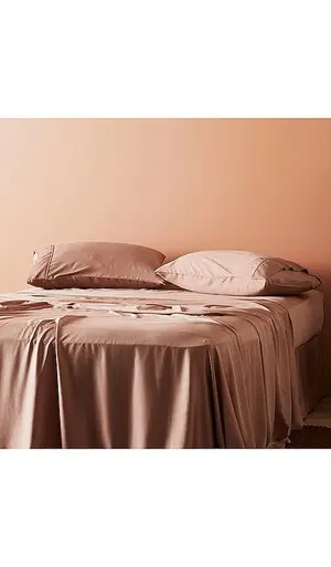 ETTITUDE Cal King Sateen Solid Sheet Set In Brown