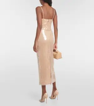 David Koma Sequined Midi Dress - Beige