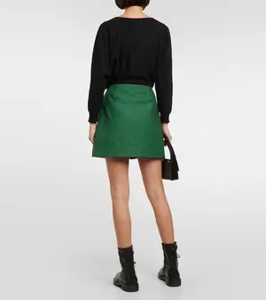 Plan C Pleated Wool-blend Miniskirt
