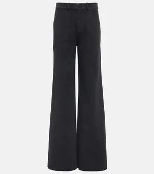 NILI LOTAN Quentin Twill Wide-leg Trousers - Grey