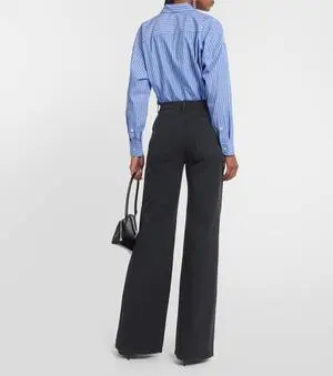 NILI LOTAN Quentin Twill Wide-leg Trousers - Grey